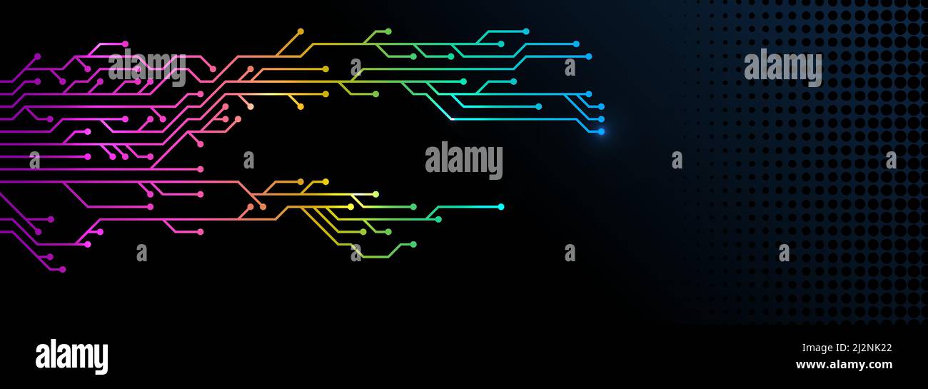 Circuit gradient banner with dark background. Hitech banner Stock ...
