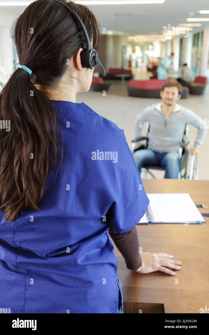 hallway the emergency room and outpatient hospital and woman ...