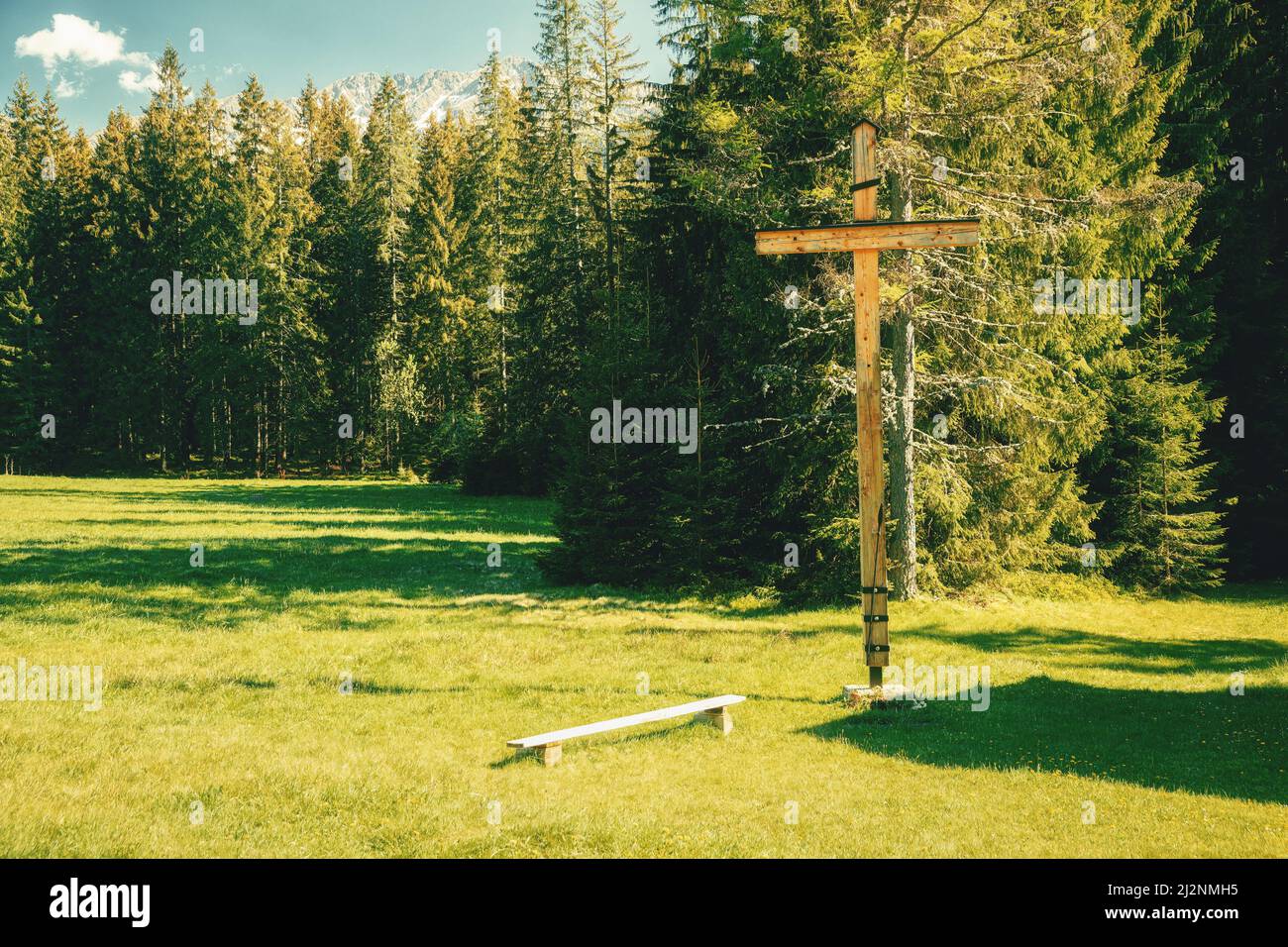 Wooden cross on hillside hi-res stock photography and images - Alamy