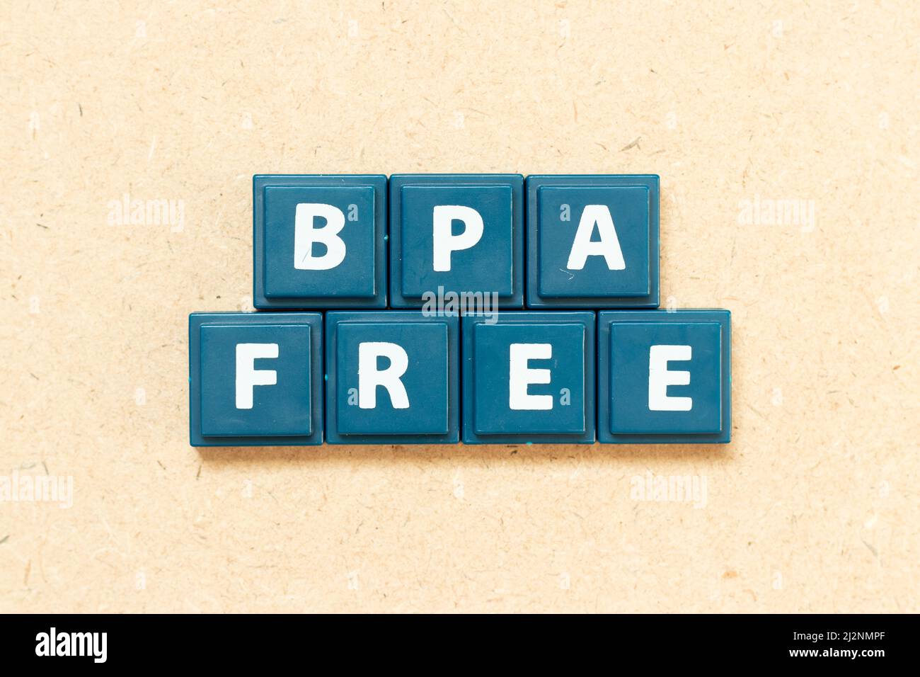 Tile alphabet letter in word BPA (Bisphenol A) free on wood background ...