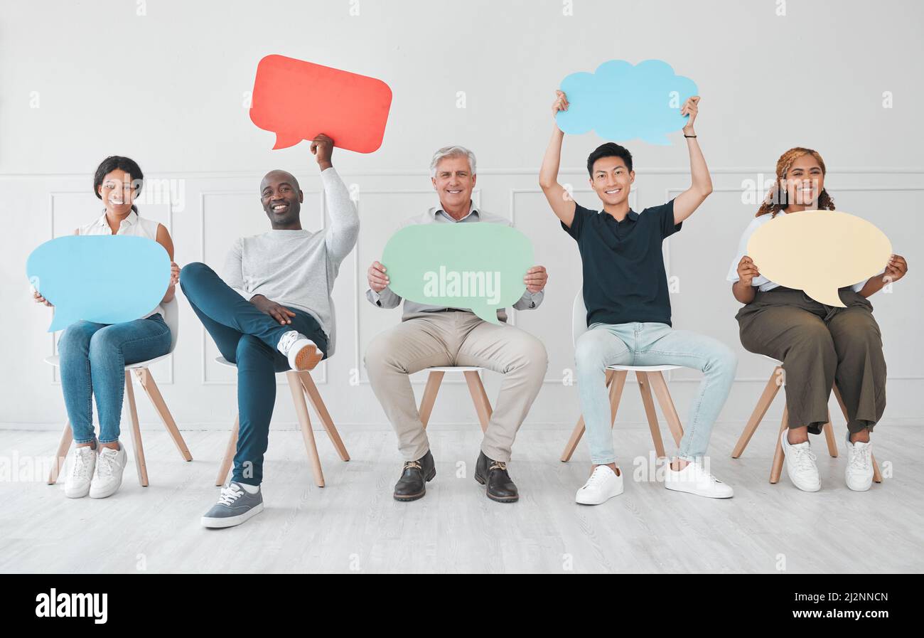 We want our opinions to be heard as well. Portrait of a diverse group ...