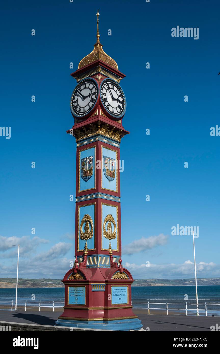 Weymouth's colourful clock tower on Weymouth's Esplanade-Promenade ...