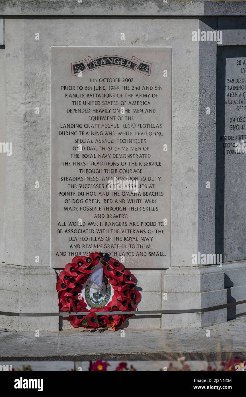 War memorial to the American Ranger Battalions who were based in ...