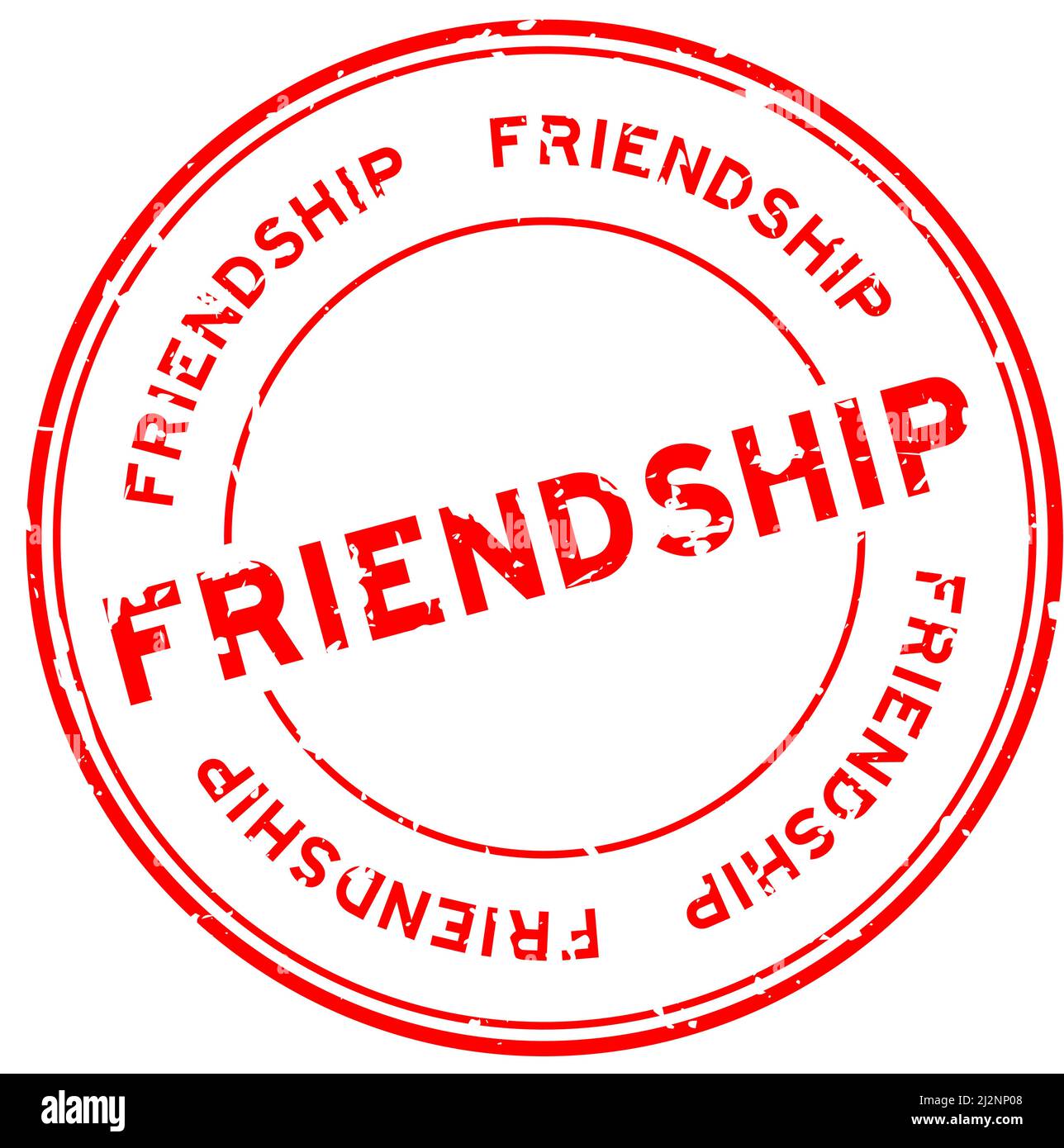 Grunge red friendship word round rubber seal stamp on white background ...