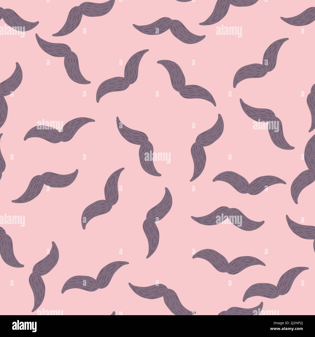 Mustache seamless pattern on. Vintage barber shop in doodle style. Hand ...