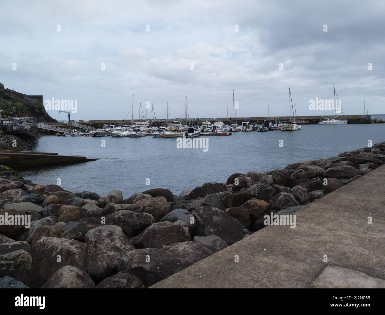 Leisurecraft moored in small sheltered harbour of Machico location of a ...