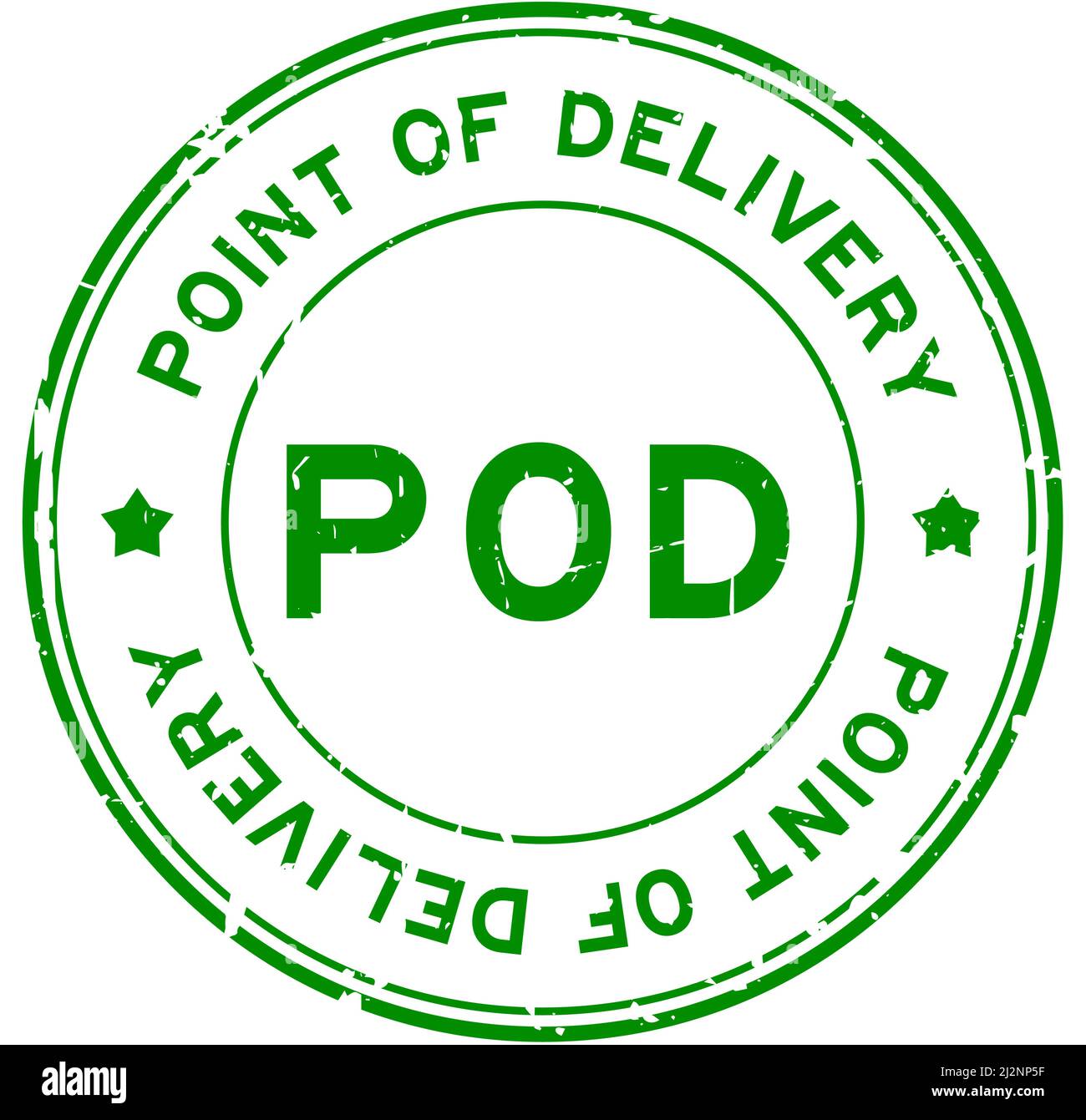 Grunge green POD Point of Delivery word round rubber seal stamp on ...