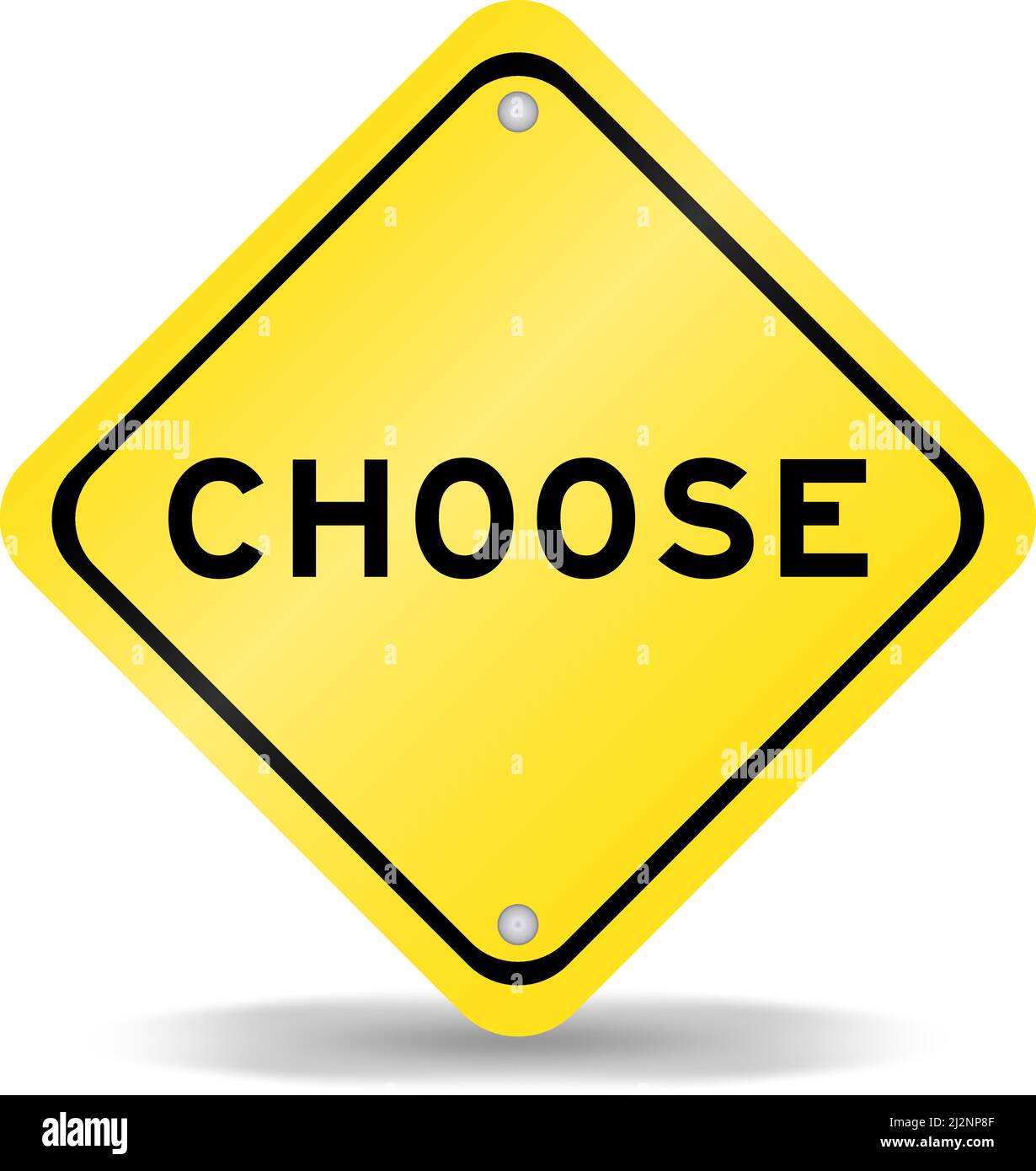 Yellow color transportation sign with word choose on white background ...