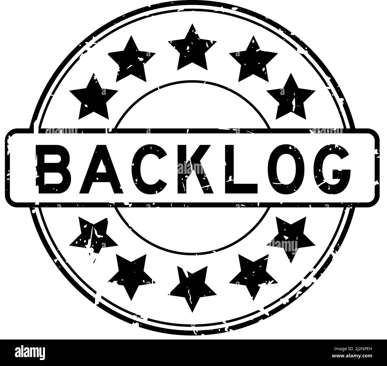 Grunge black backlog word with star icon round rubber seal stamp on ...