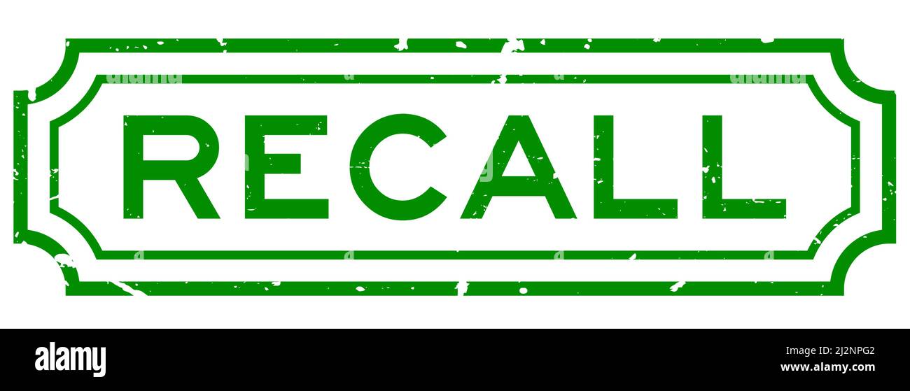 Grunge green recall word square rubber seal stamp on white background ...