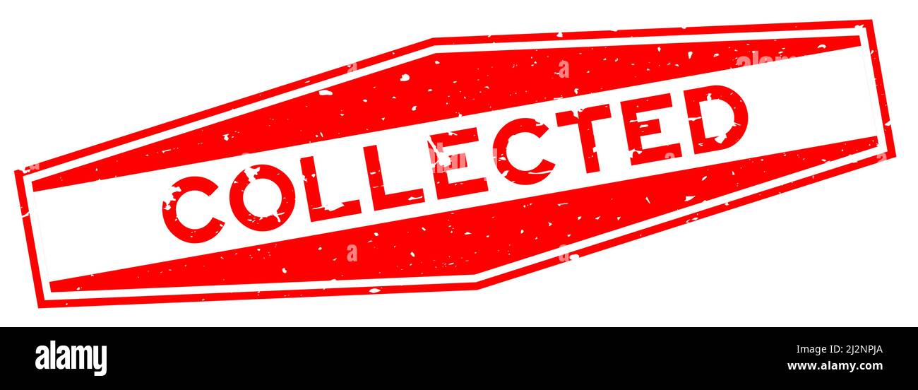 Grunge red collected word hexagon rubber seal stamp on white background ...