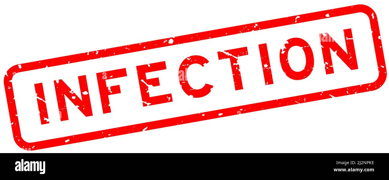 Grunge red infection word square rubber seal stamp on white background ...