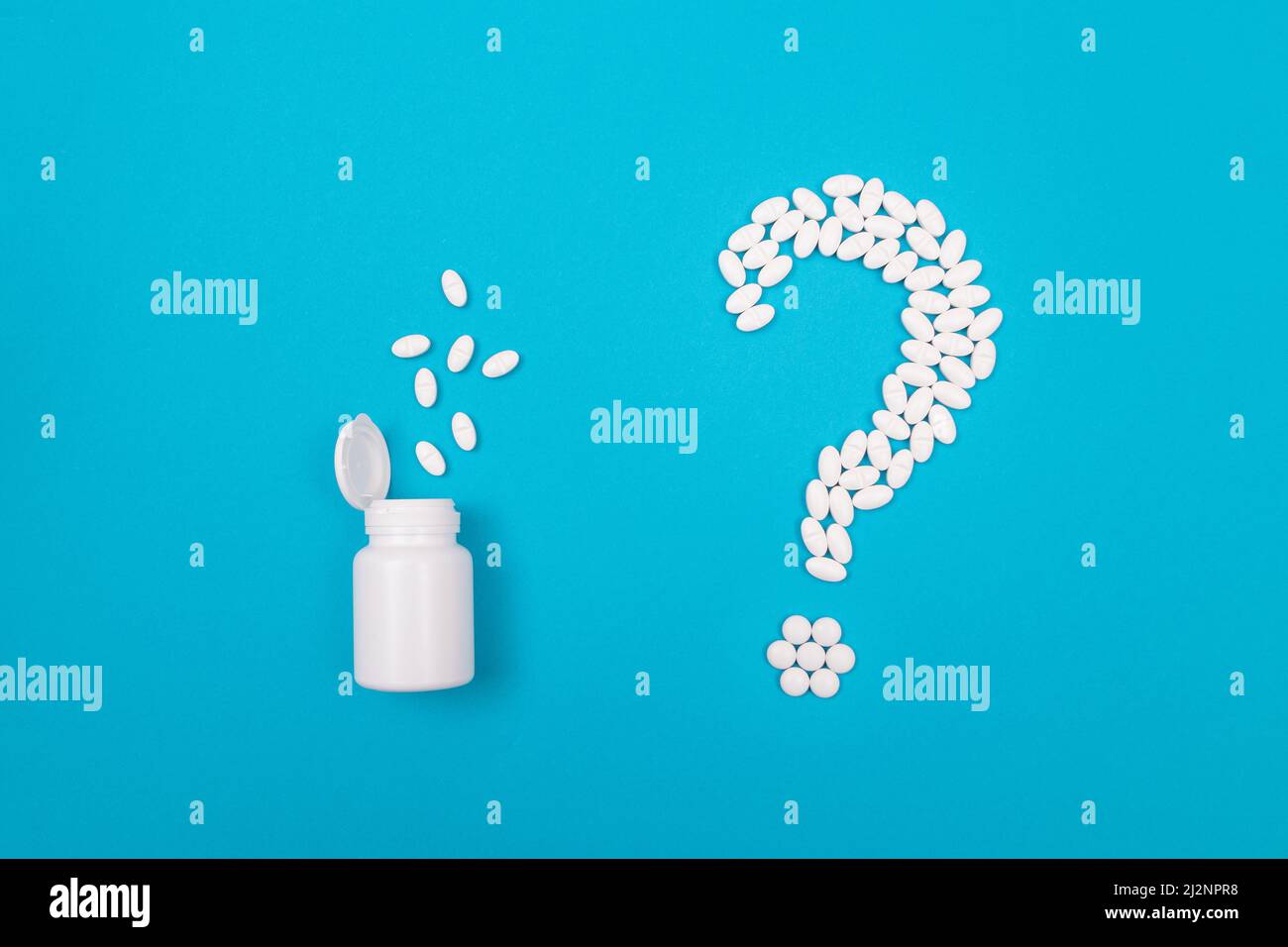 Question Mark Made from White Pills and Tablets with Pill Container ...