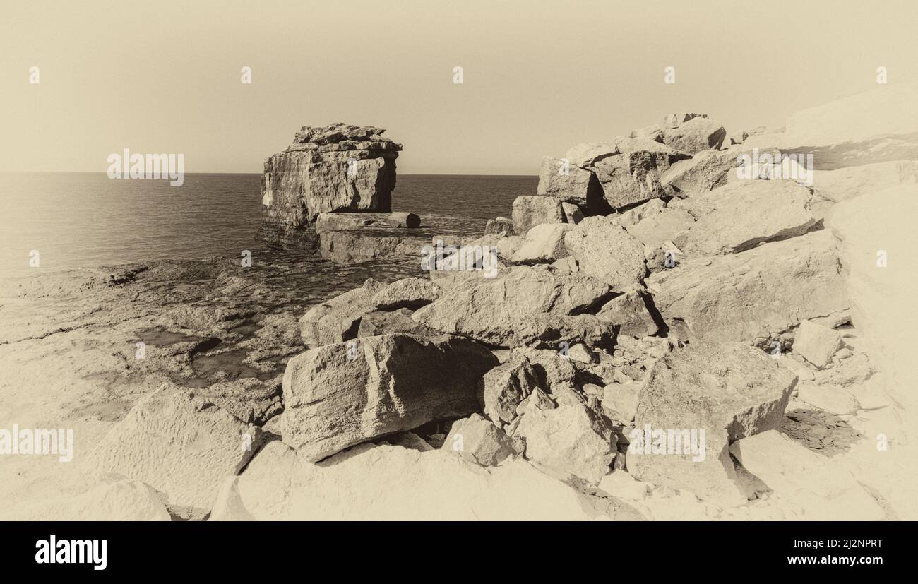 Portland Bill famous Pulpit Rock is located near Portlands famous ...