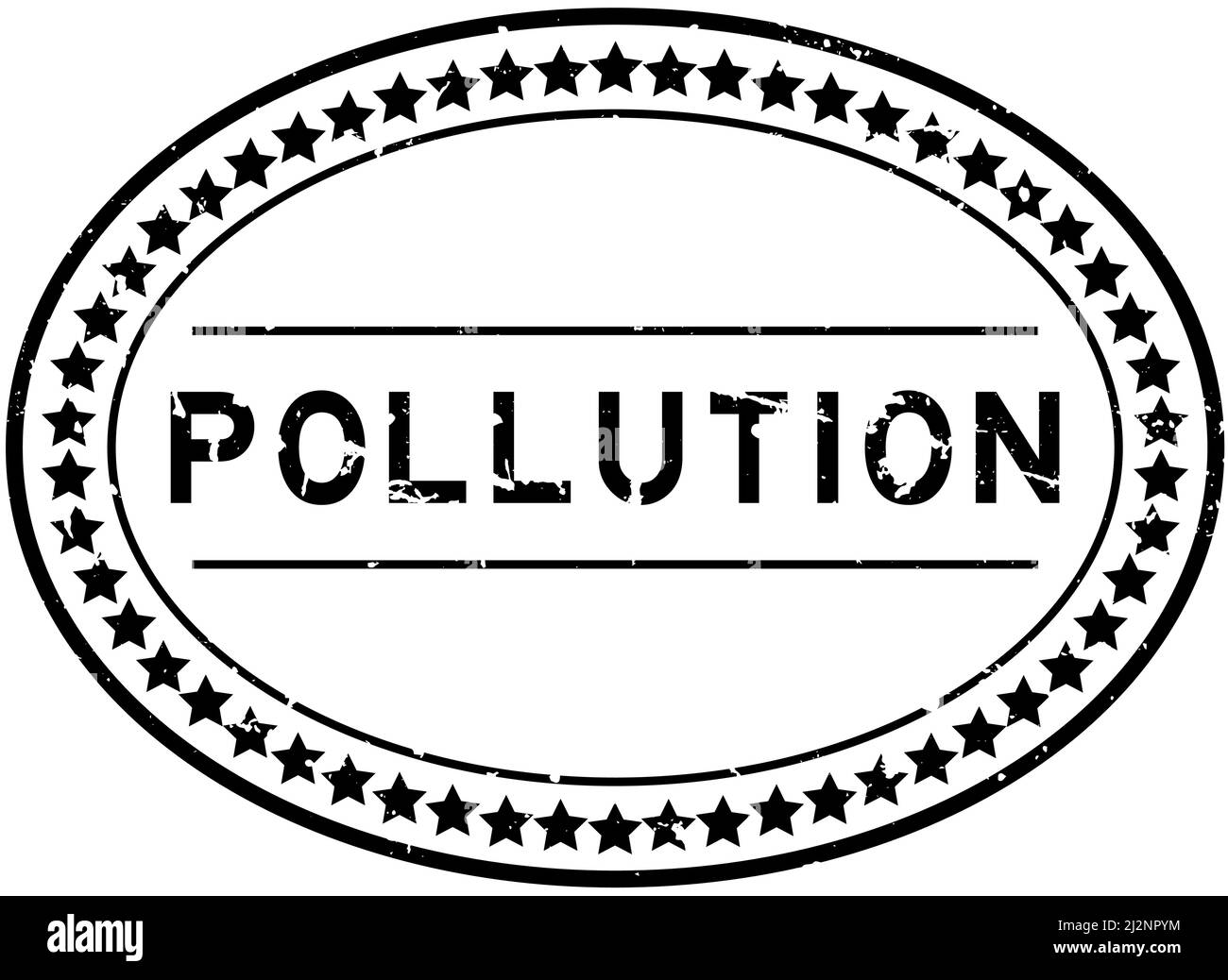 Grunge black pollution word oval rubber seal stamp on white background ...