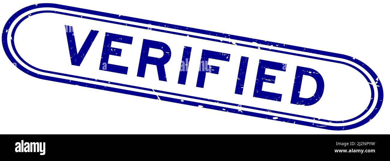 Grunge blue verified word rubber seal stamp on white background Stock ...