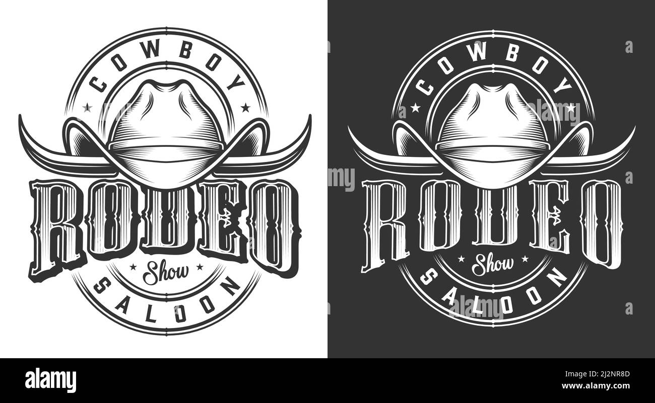 Wild west emblems with cowboy hat and horns Stock Vector Image & Art ...