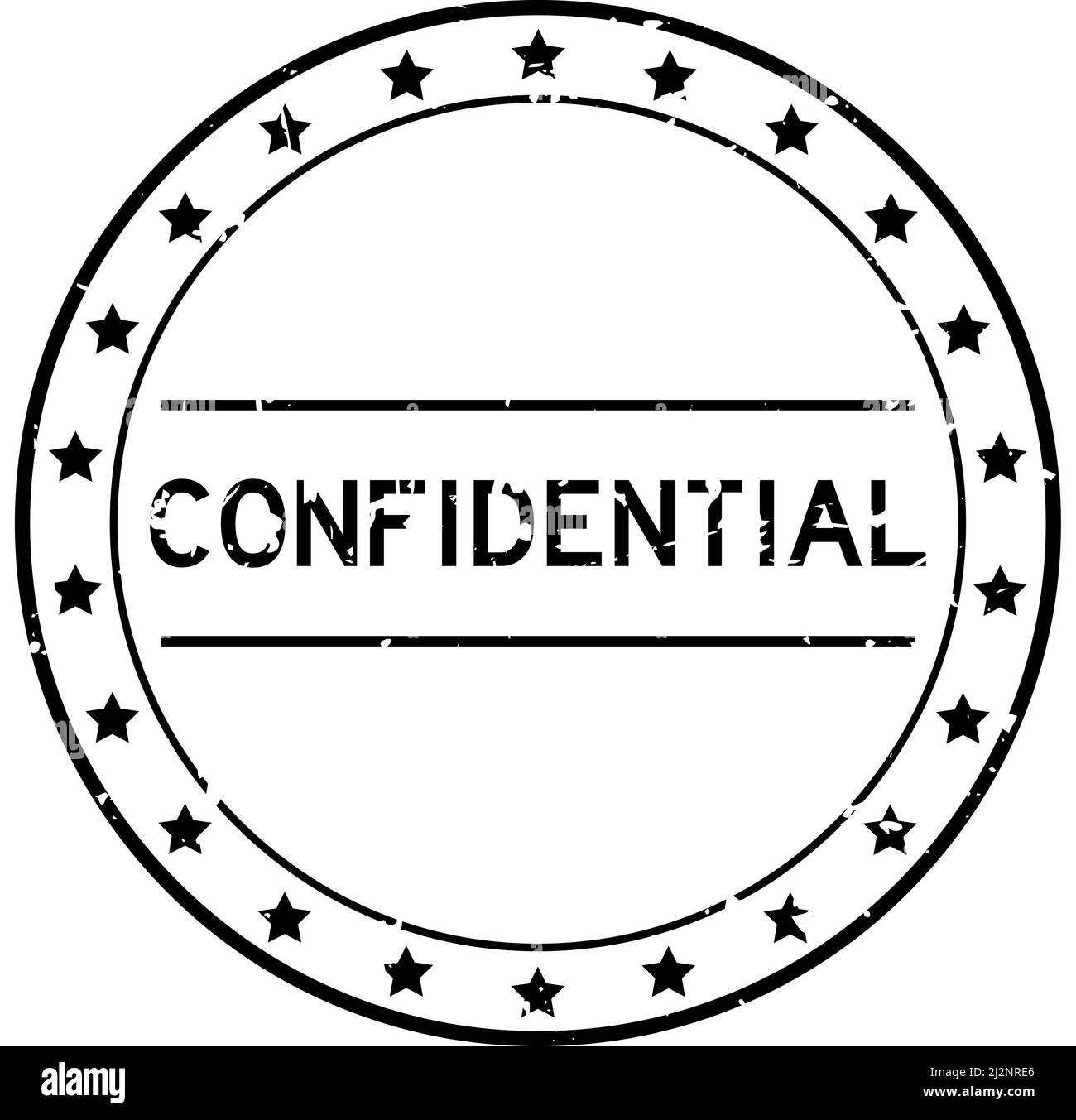 Grunge black confidential word round rubber seal stamp on white ...