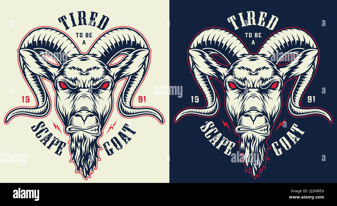 Emblems with goat. Concept prints designs. Vector illustraiton Stock ...