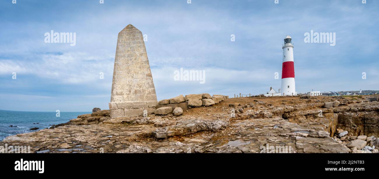 Portland Bill Trinity House obelisk and the famous 43metres high ...
