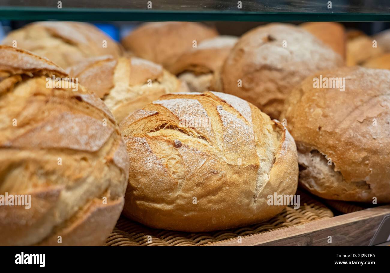 Homemade Loaf of bread fresh in Bakery shop Stock Photo - Alamy