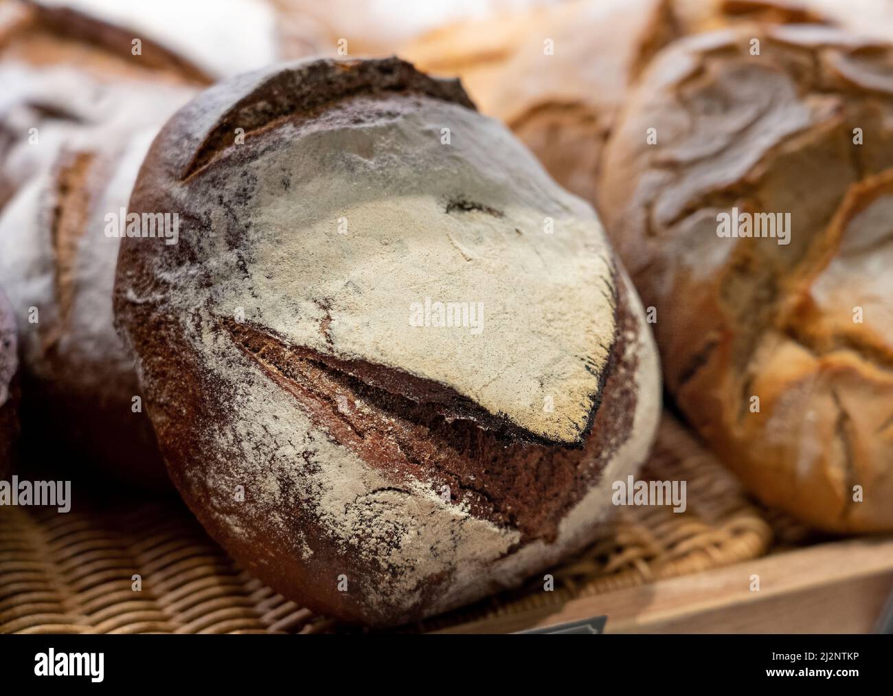 Homemade Loaf of bread fresh in Bakery shop Stock Photo - Alamy