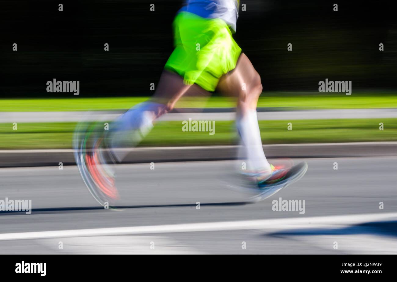 Hanover, Germany. 03rd Apr, 2022. A man runs at the Hannover Marathon ...