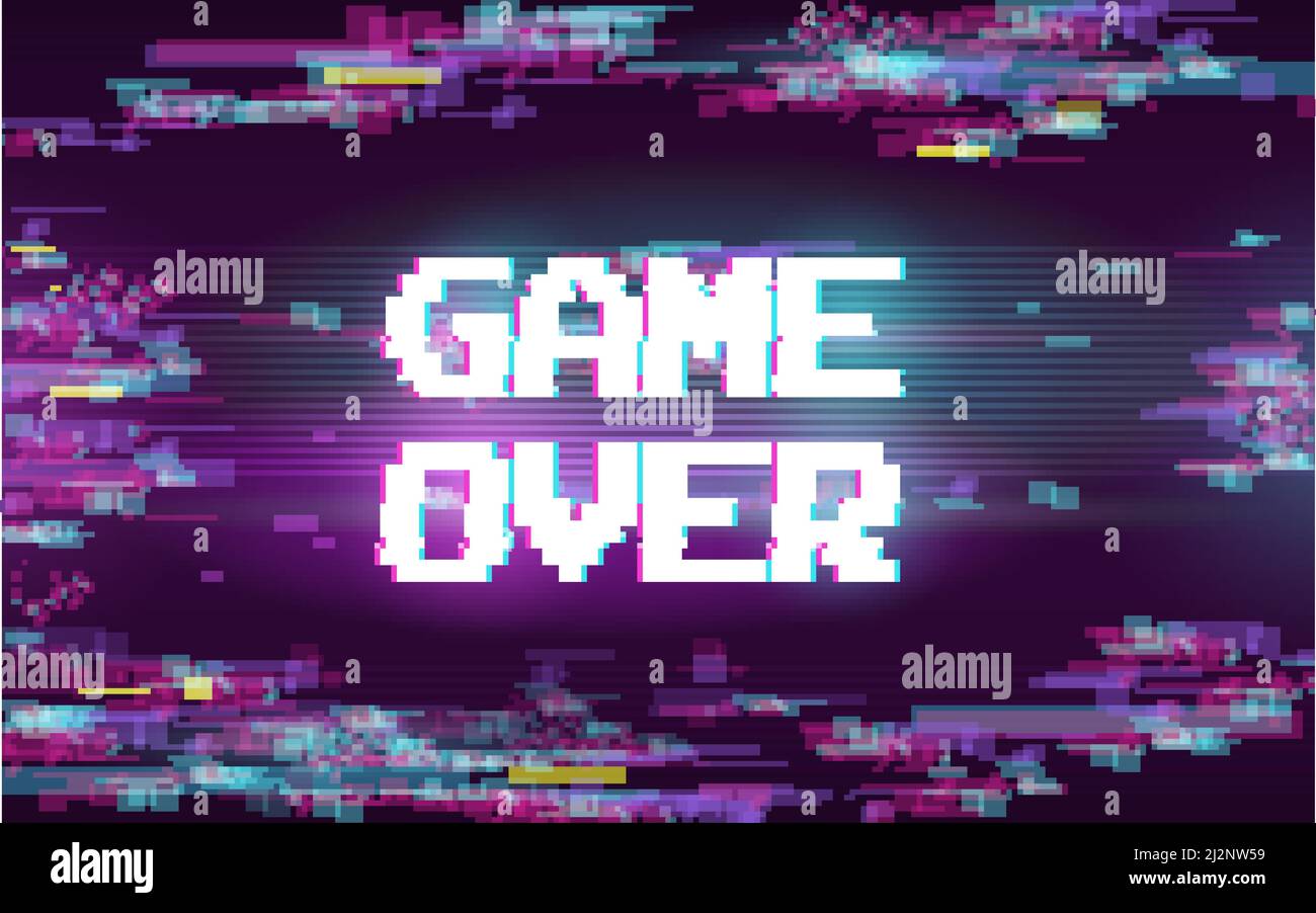 Game over concept illustration with glitch effect. Vector image Stock ...