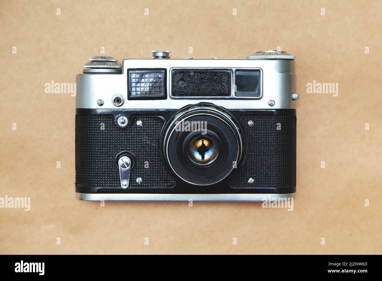 Old soviet camera on craft background. Retro, vintage Stock Photo - Alamy