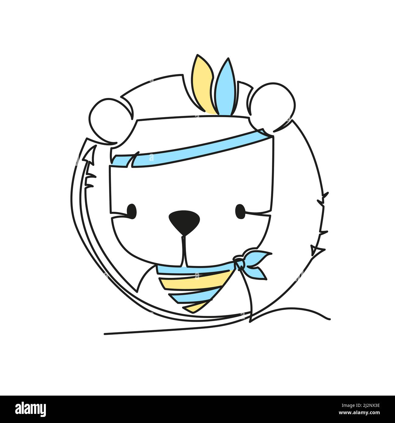 Happy little teddy. Happy teddy illustration continuous line drawing ...