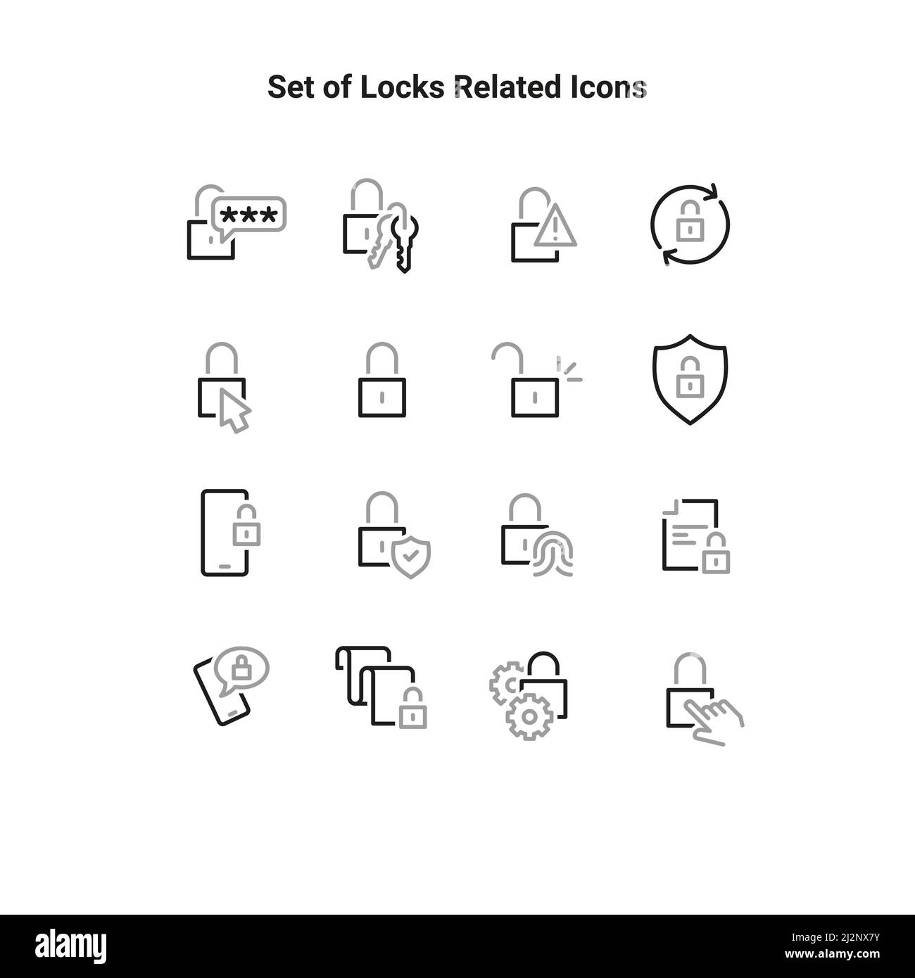 Simple Set of Locks Related Vector Line Icons. Contains such Icons as ...