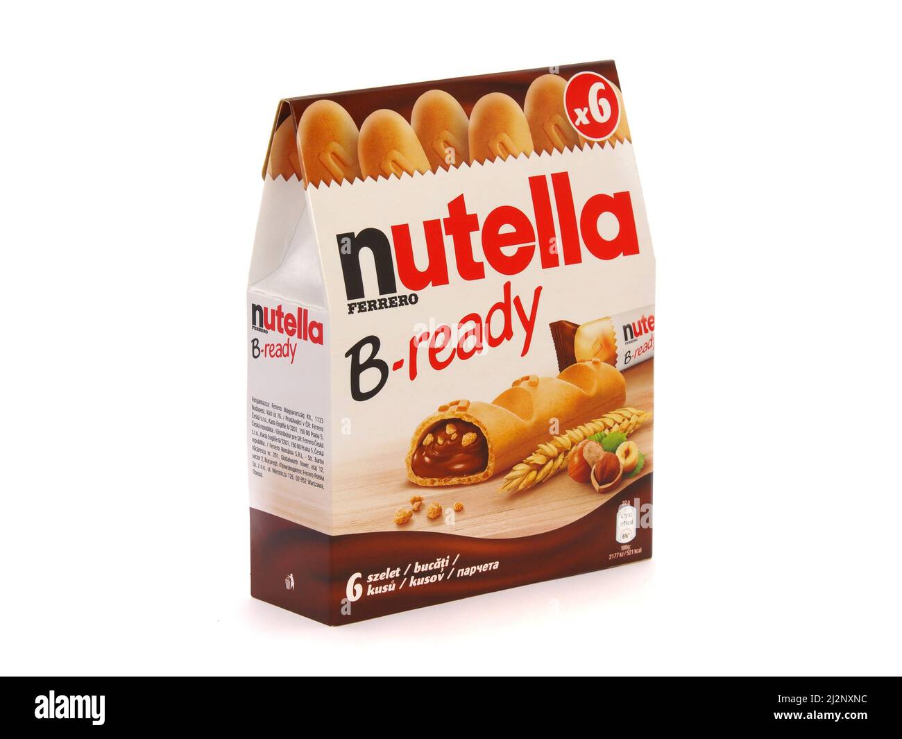 BUCHAREST, ROMANIA - DECEMBER 14, 2018. Pack of six Nutella B-Ready ...