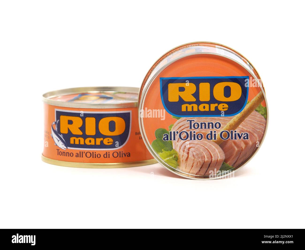 BUCHAREST, ROMANIA - OCTOBER 20, 2018. Rio Mare can of tuna fish in ...