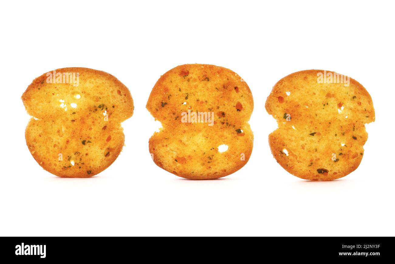 Italian bruschetta chips isolated on white Stock Photo - Alamy