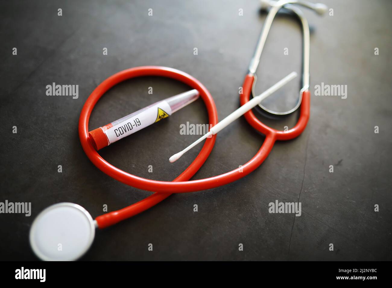Medical background. Cotton swabs for taking a smear on the table. test ...