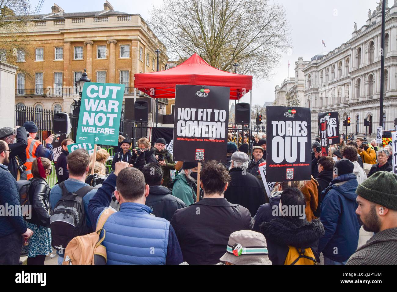 London, UK. 02nd Apr, 2022. Protesters hold anti-Tory Government ...