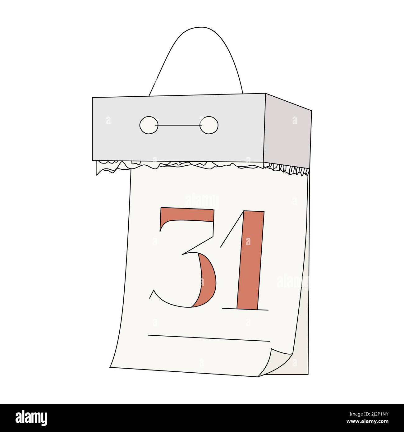 Vector illustration of wall calendar in cartoon style. The thirty-first ...