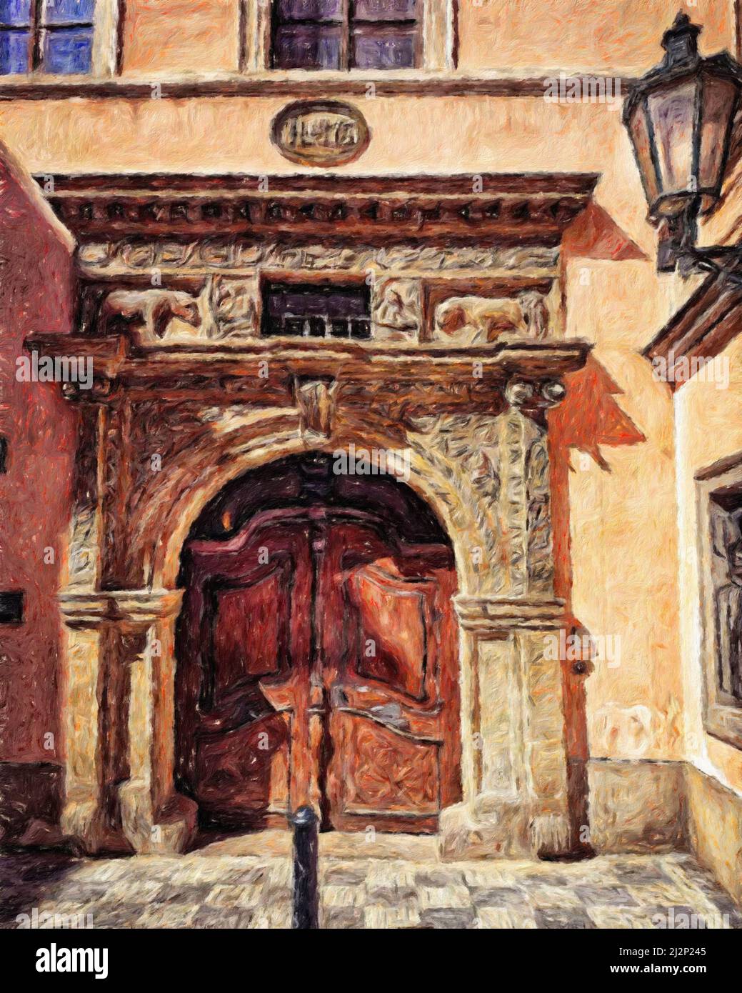 Digital painting modern artistic artwork, Prague Czechia, drawing in ...