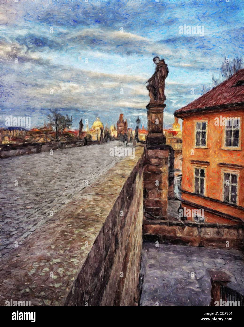 Digital painting modern artistic artwork, Prague Czechia, drawing in ...