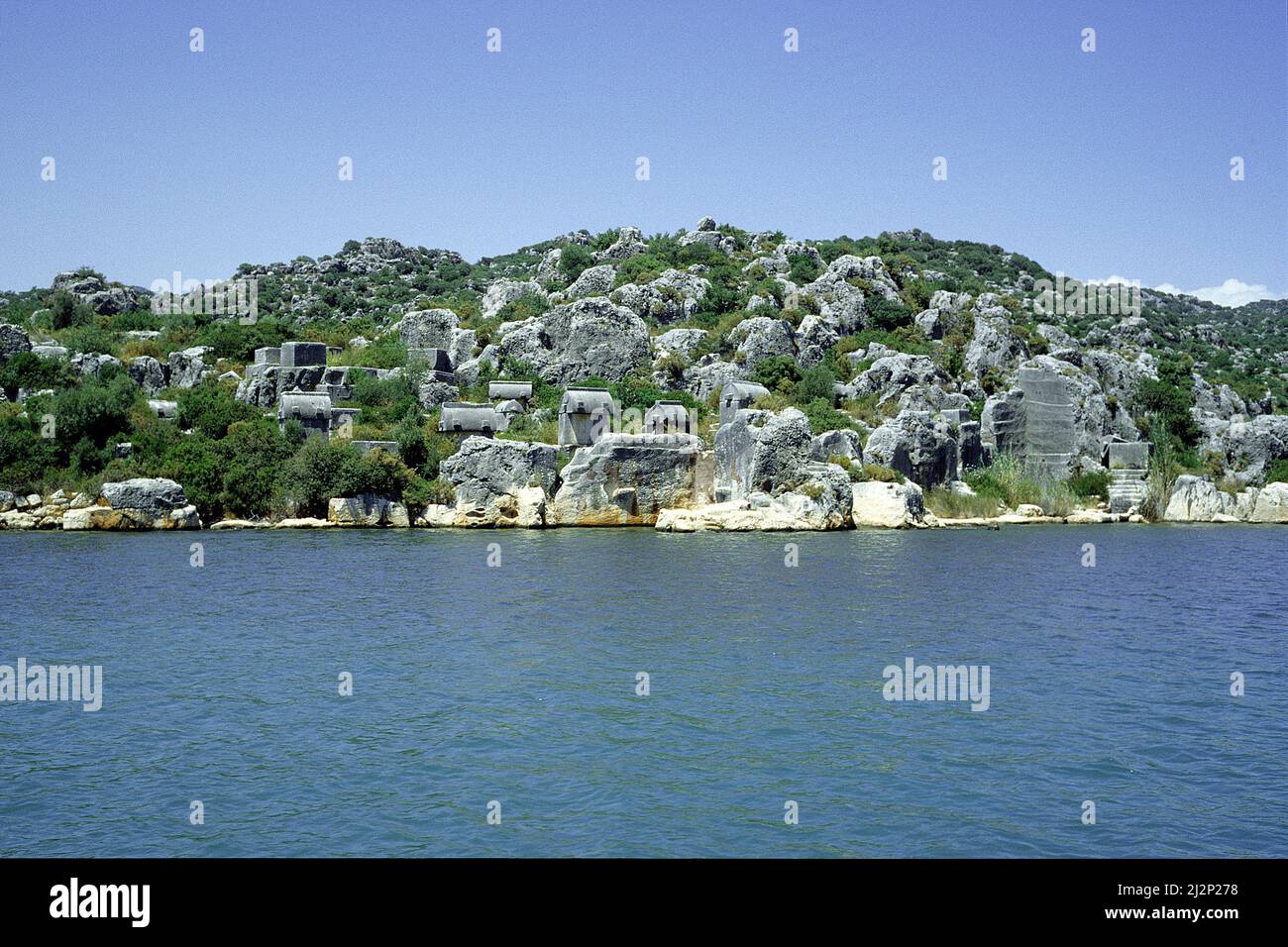 Lycian sarcophagi, rock tombs at Myra, Kekova, Anatolia, ancient Lycia ...