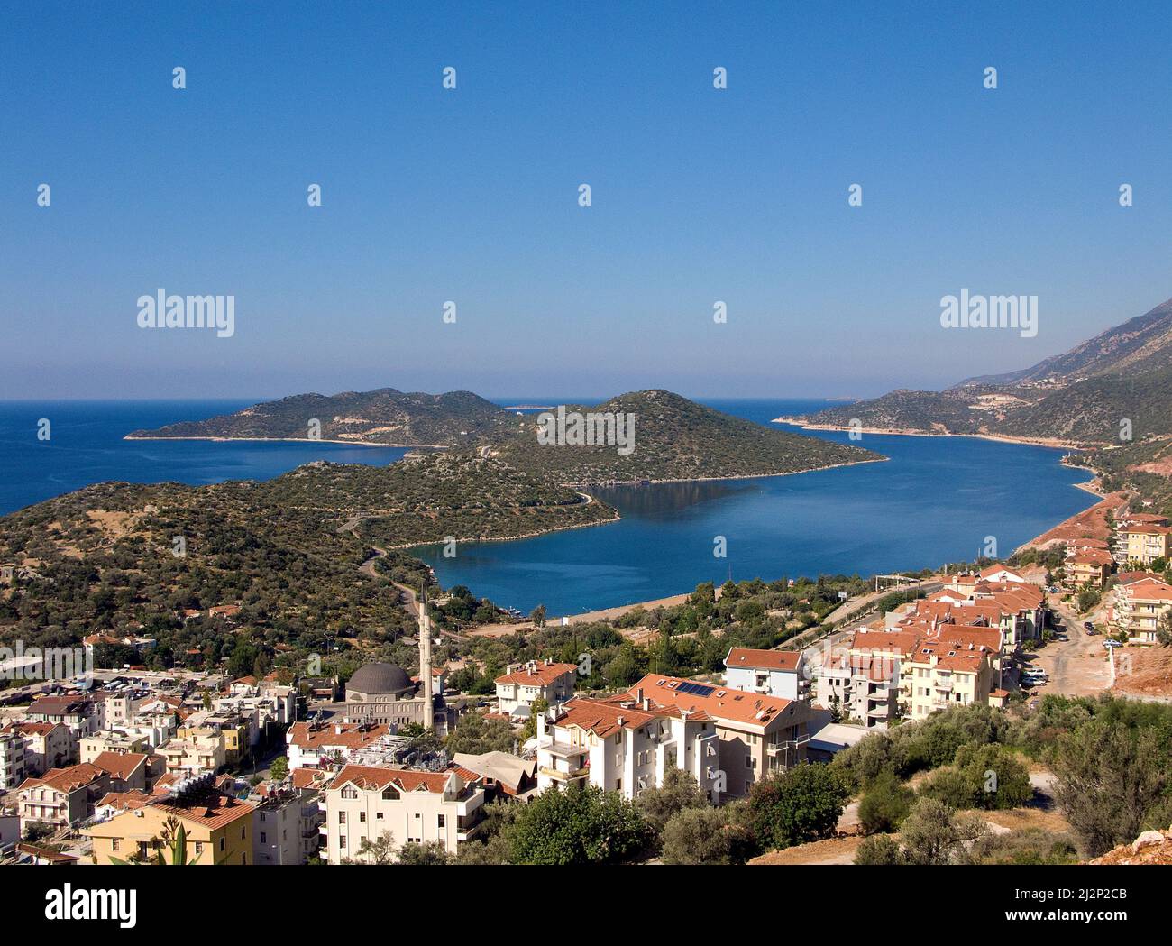 View on the village Kas, Lycia, Turkey, Mediteranean sea Stock Photo ...