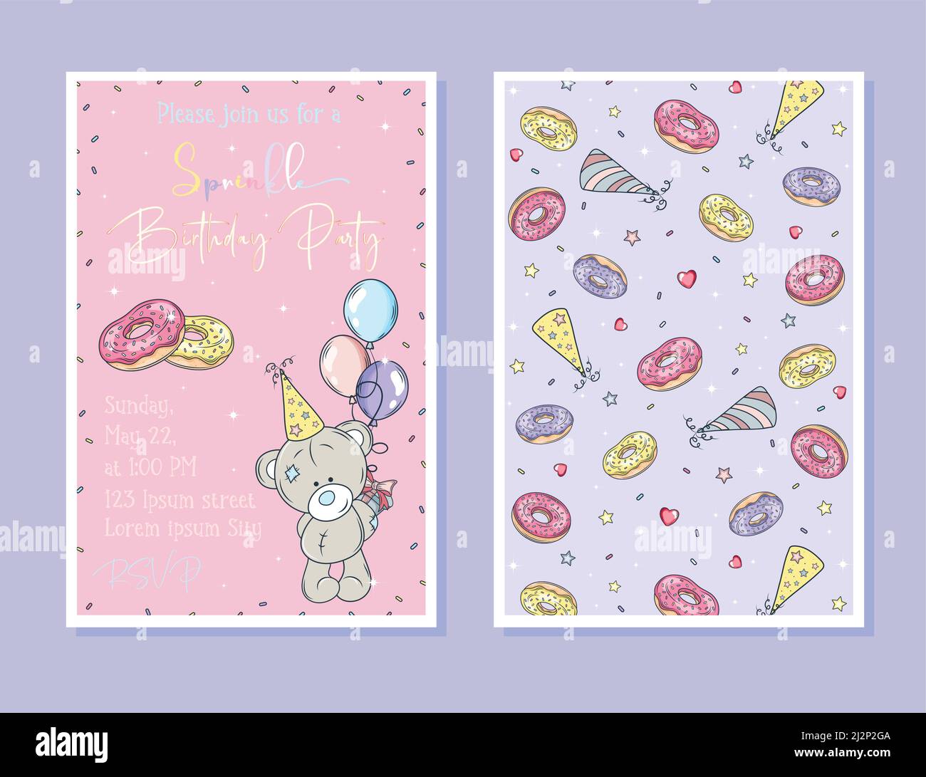 Kids sprinkle birthday party invitation. Birthday party. Greeting card ...