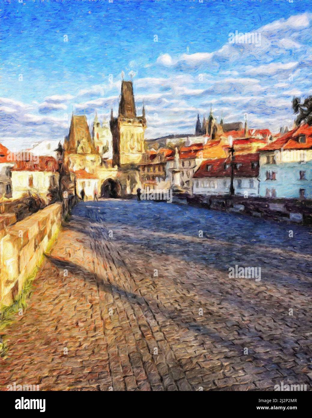Digital painting modern artistic artwork, Prague Czechia, drawing in ...