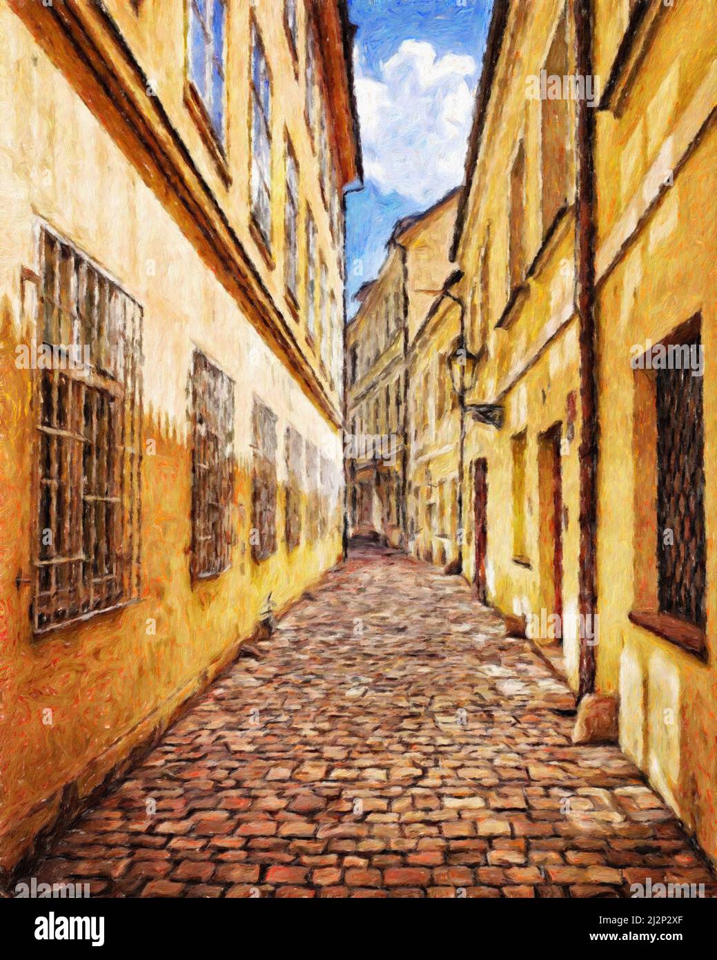 Digital painting modern artistic artwork, Prague Czechia, drawing in ...