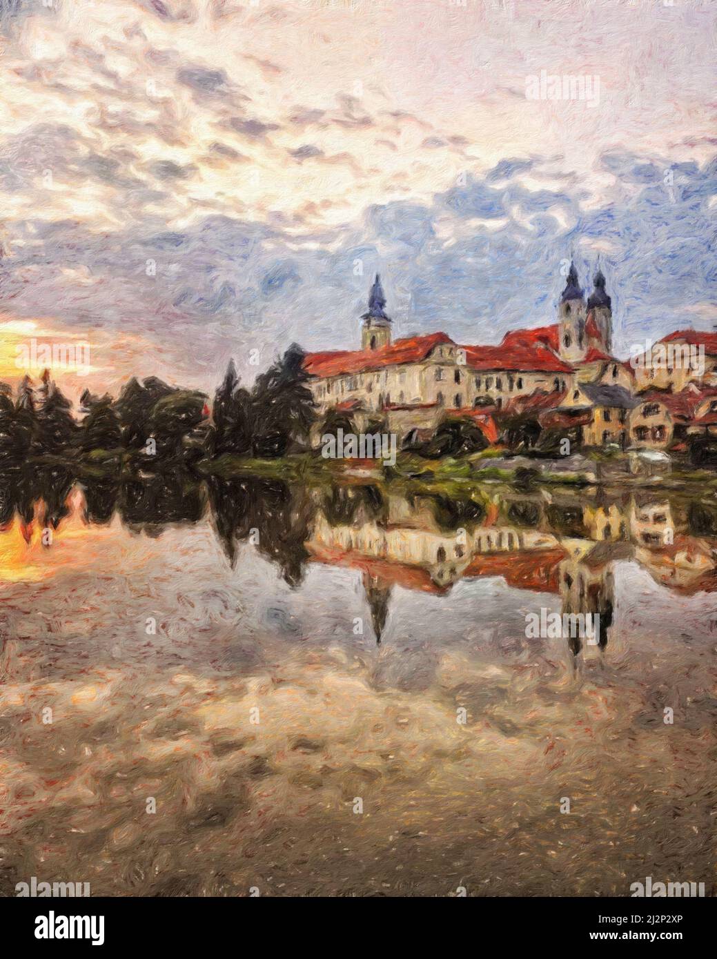 Digital painting modern artistic artwork, Prague Czechia, drawing in ...