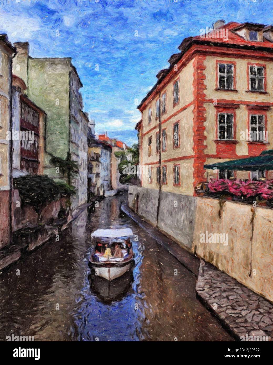 Digital painting modern artistic artwork, Prague Czechia, drawing in ...