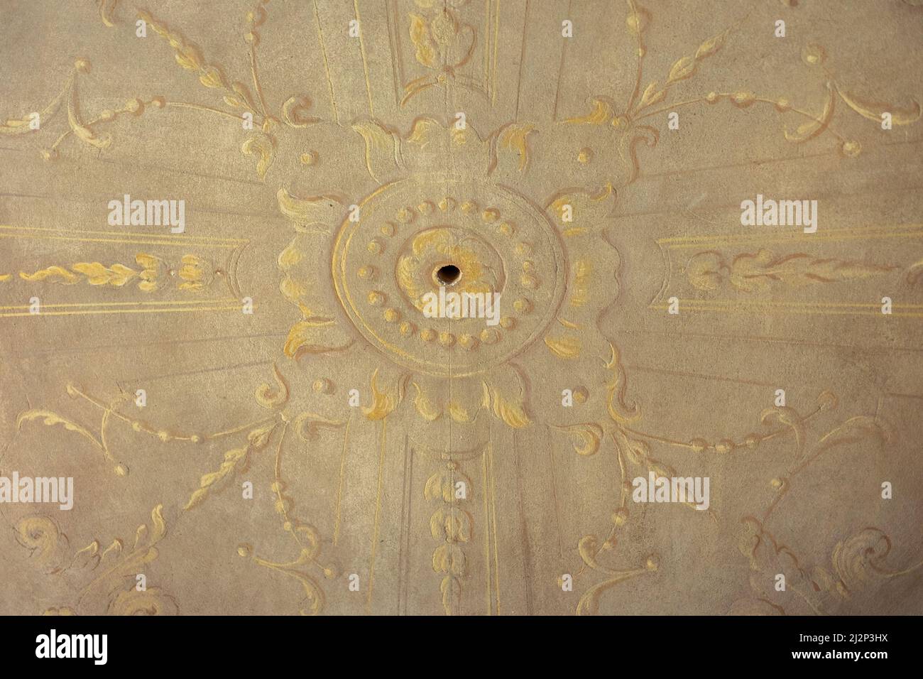 a beautiful painting on the walls and ceiling of an old european castle ...