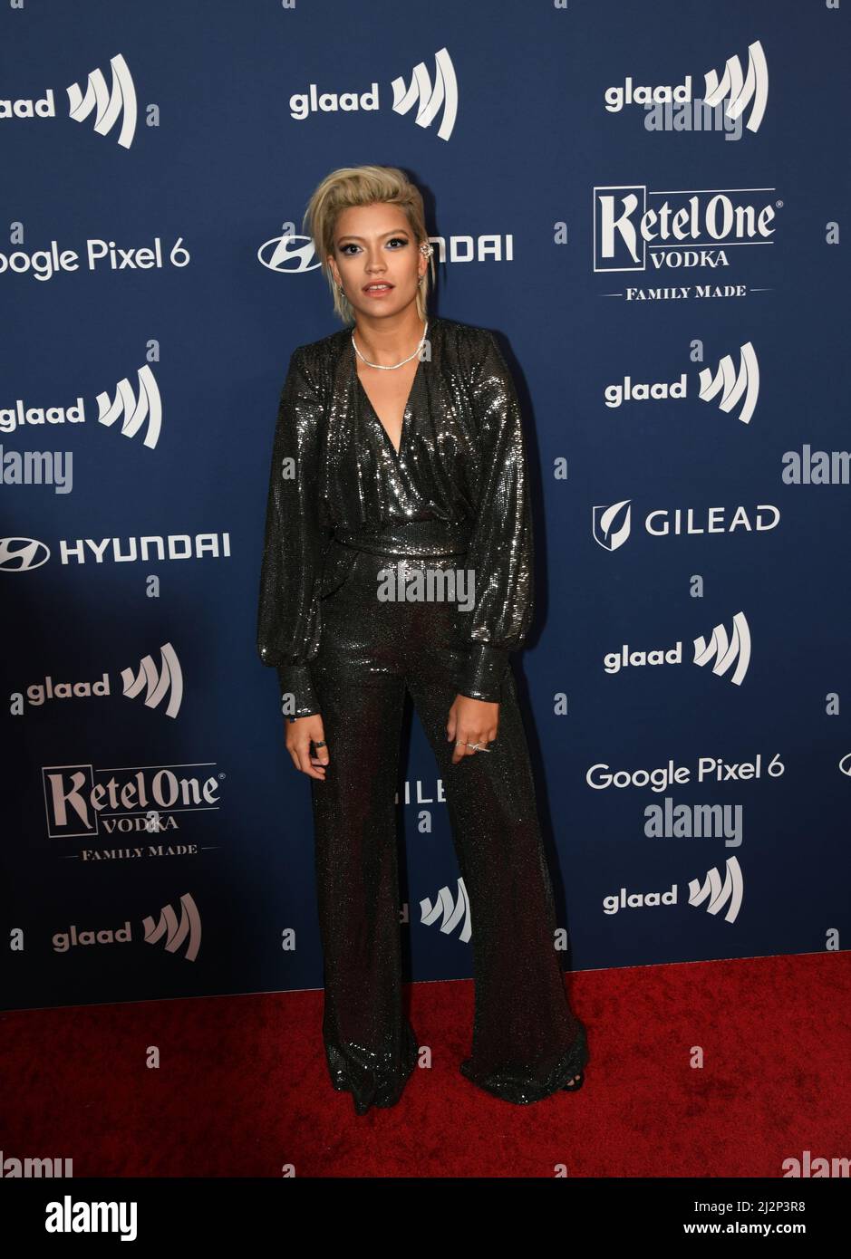 Victoria Brito arrives at the 33rd Annual GLAAD Media Awards at the ...