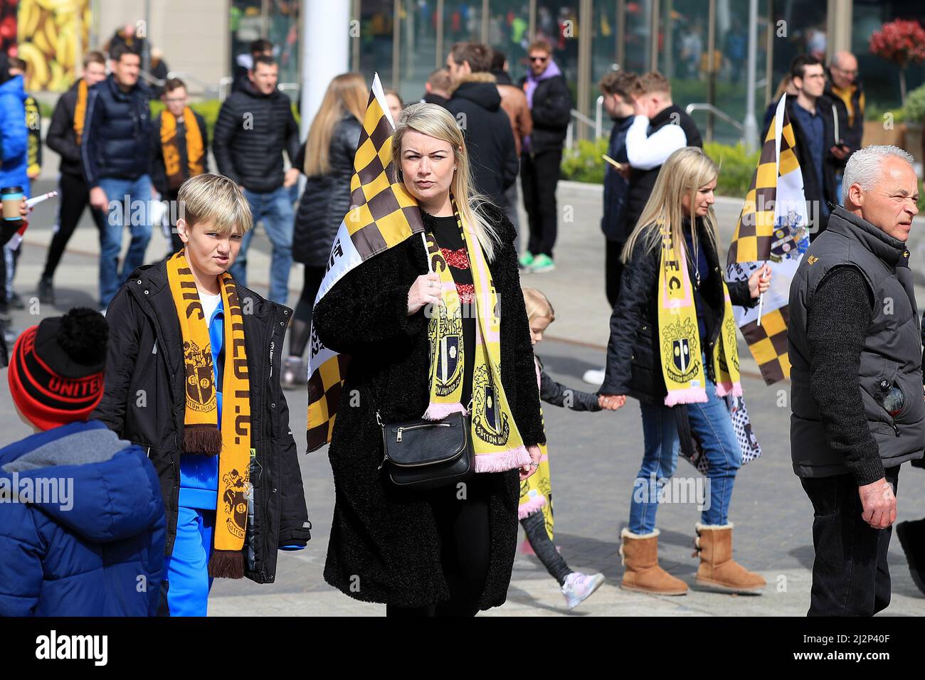 Sutton United fans with scarves and flags prior to kick off Stock Photo ...