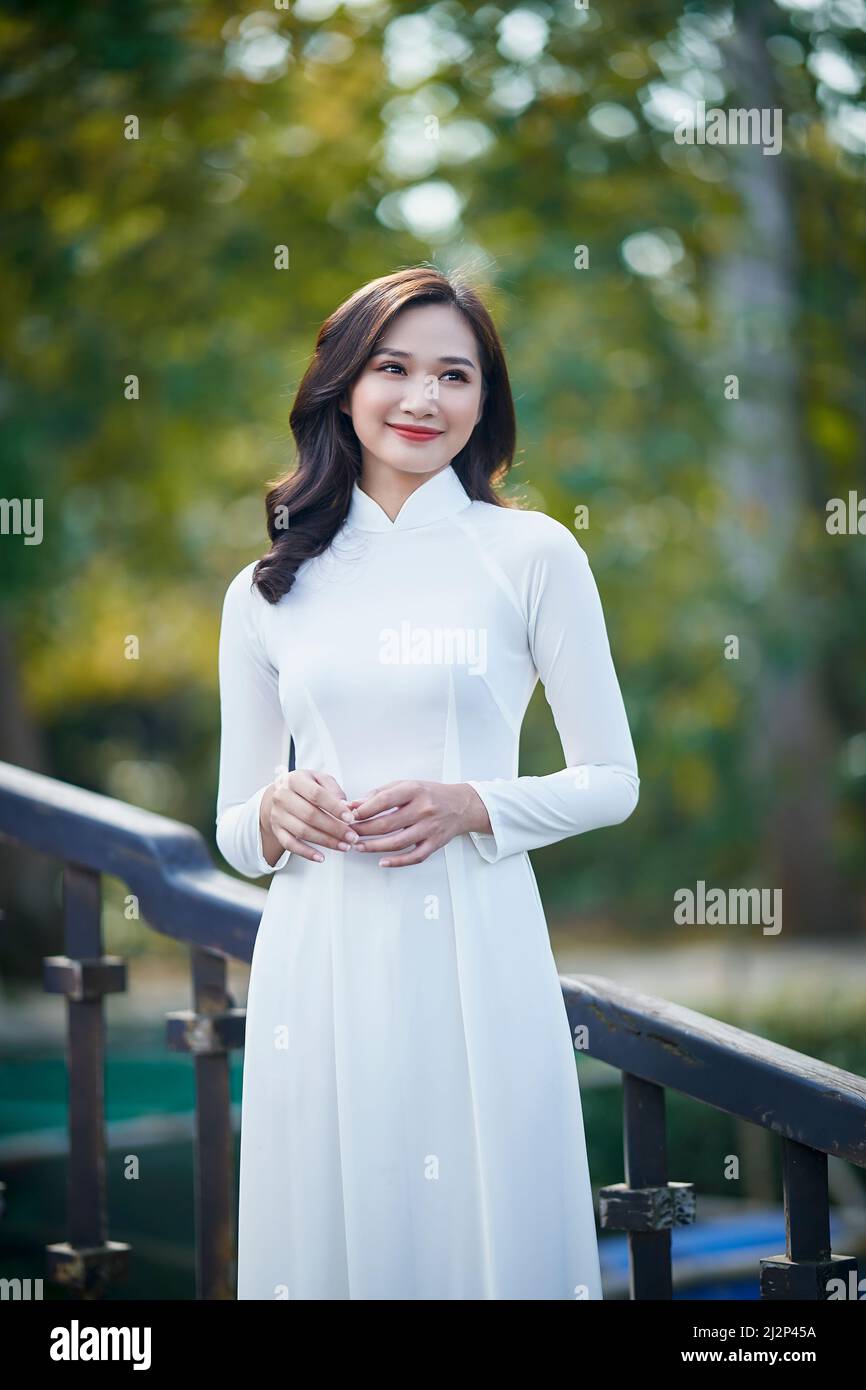 Ho Chi Minh city, Viet Nam: Ao Dai is traditional dress of vietnam, beautiful vietnamese woman ...